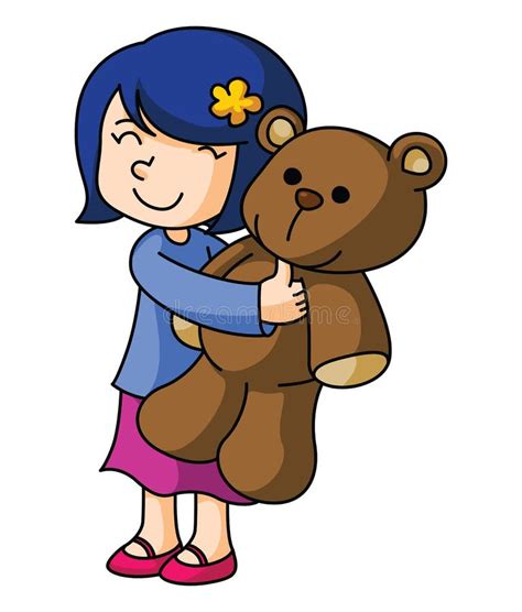 Girl With Bear Doll Stock Vector Illustration Of Pink 47879628