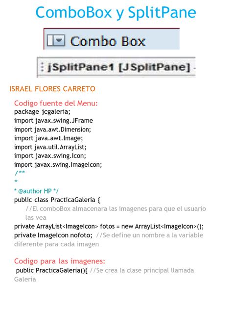 Combobox Y Splitpane Israel Pdf Programación De Computadoras