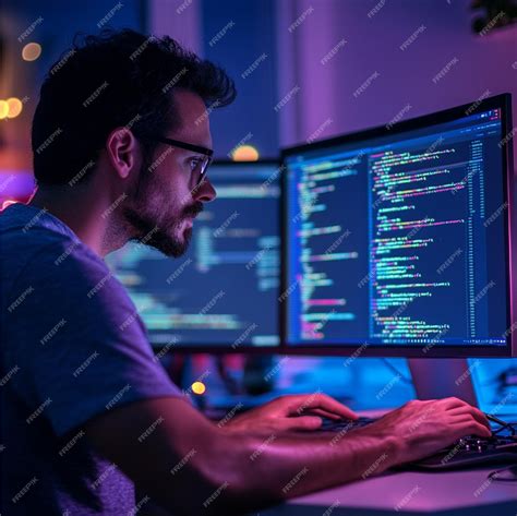 a developer using a coding framework or library in a project premium ai generated image