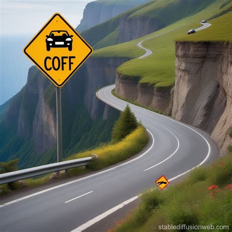 Dangerous Mountain Road Curve Without Guardrails Stable Diffusion Online