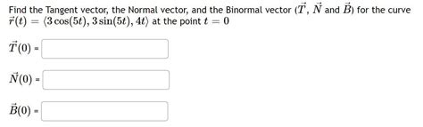 Solved Find The Tangent Vector The Normal Vector And The Chegg Com