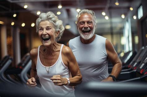 Premium Photo Senior Couple Exercising In Gym