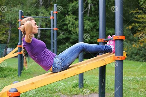 A Young Girl Doing Abdominal Stock Image Image Of Active Athlete