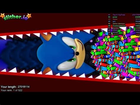 Slither Io A I Sonic Vs Giant Pro Snakes Epic Skin Slitherio Vip Best Gameplay World Record