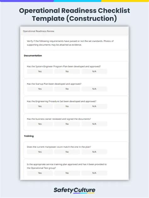 Free Operational Readiness Checklists Pdf Safetyculture