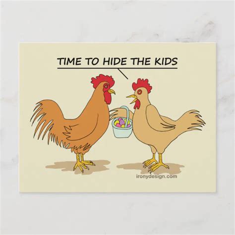 Funny Chicken Easter Egg Hunt Cartoon Postcard Zazzle