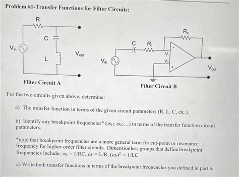 Solved Problem 1 Transfer Functions For Filter Circuit