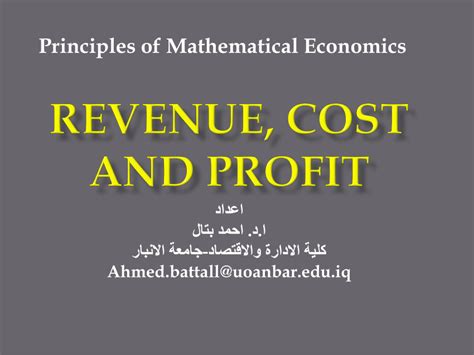 pdf principles of mathematical economics revenue cost and profit