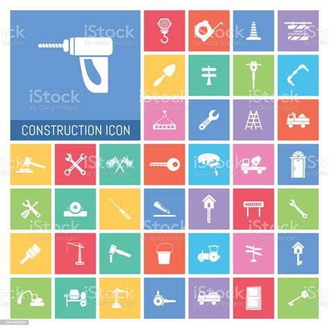 건설 아이콘 세트입니다 매우 유용한 건설 아이콘 설정 간단한 그림입니다 웹 모바일 소프트웨어 및 애플 리 케이 션에 대 한 유용한 아이콘 Eps10입니다 건설 산업에 대한