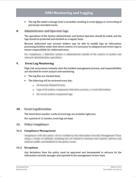 iso 27001 2022 monitoring and logging policy template iso templates