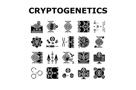 Cryptogenetics Dna Gene Helix Icons Set Vector 3318351