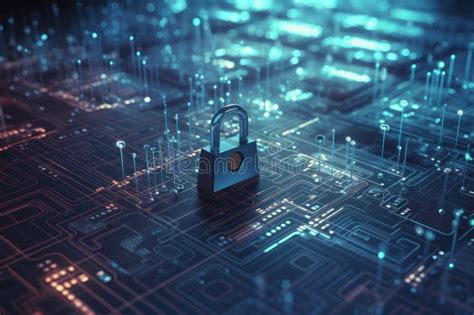 Secure Your Tech With Lock On Abstract Background Cyber Security Concept Generative Ai Stock