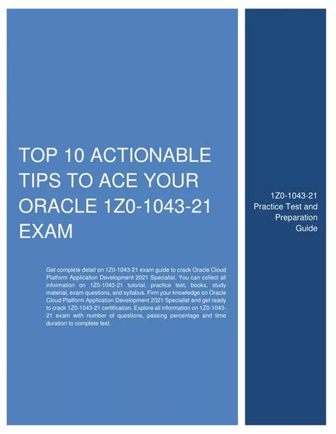 PPT Top 10 Actionable Tips To Ace Your Oracle 1Z0 1043 21 Exam