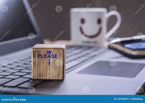 Please Wait Text On Laptop Stock Image Image Of Business 109183891