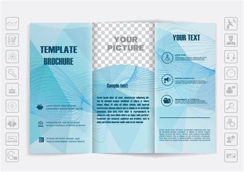 Tri Fold Brochure Mock Up Vector Design Polygonal Background With