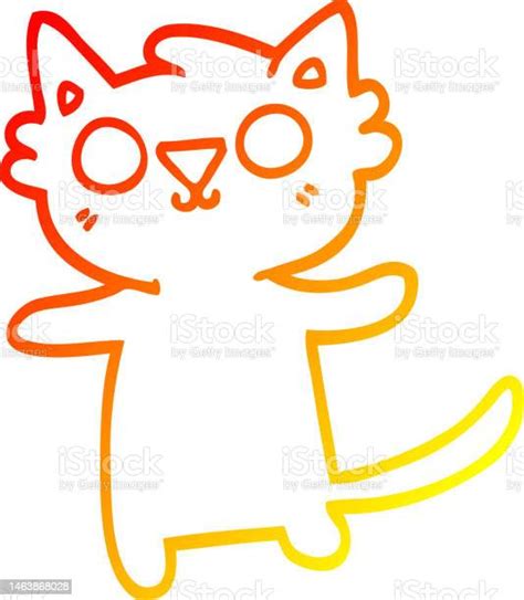 Dessin Au Trait Dégradé Chaud Dun Chat De Dessin Animé Vecteurs Libres