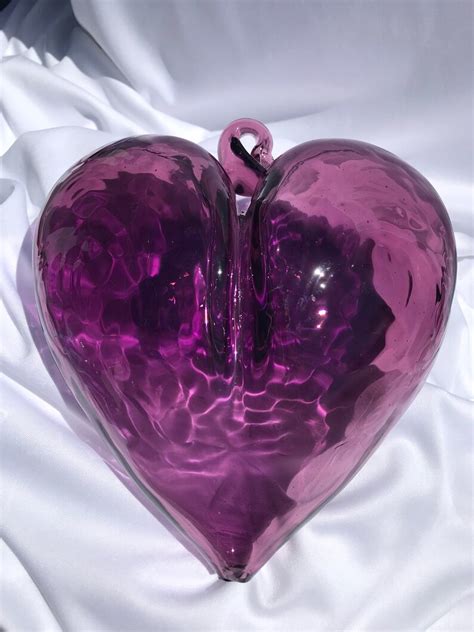 Hand Blown Glass Hearts Dark Purple Etsy