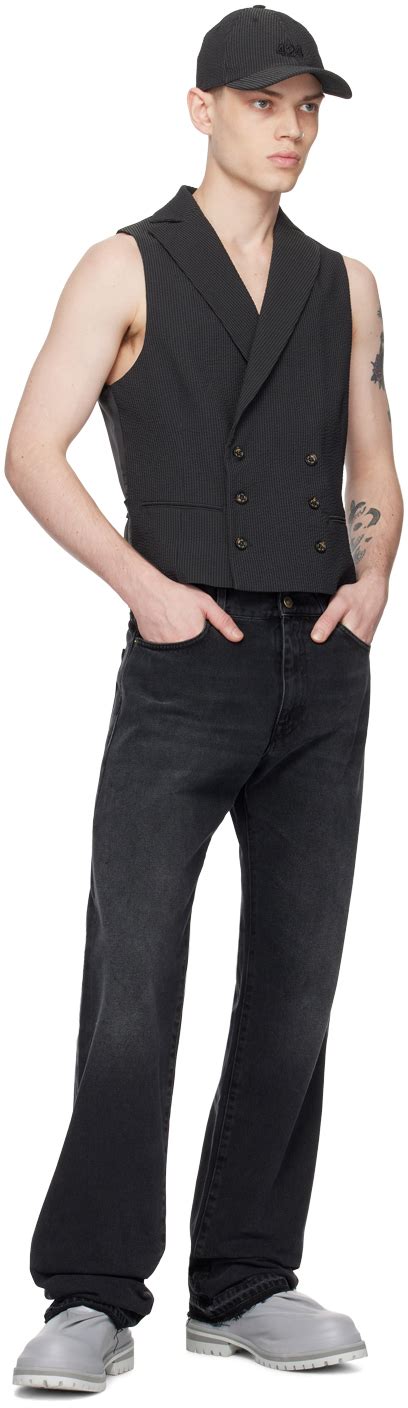 424 Black Double Breasted Vest 424