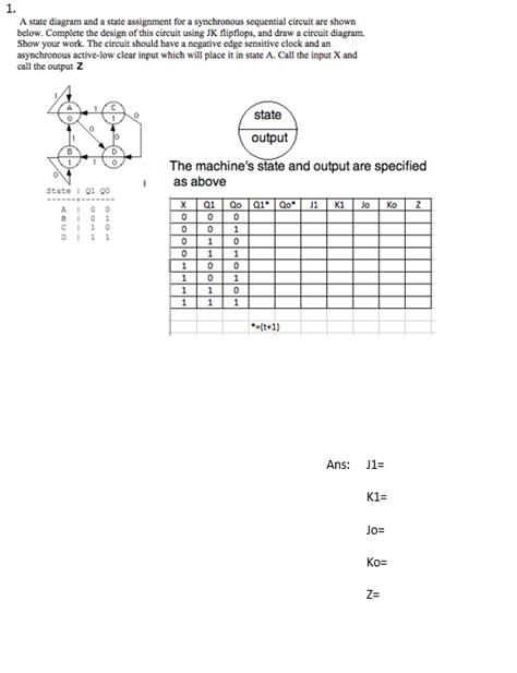 solved 1 a state diagram and a state assignment for a