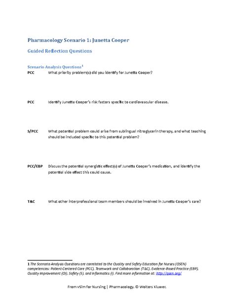 Pharm Scenario 01 Junetta Cooper GRQ F17 Pharmacology Scenario 1