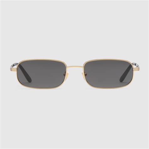 Rectangular Frame Sunglasses In Gold Toned Metal Gucci® Us
