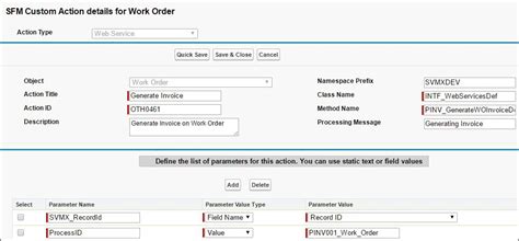 Custom Action For Webservice