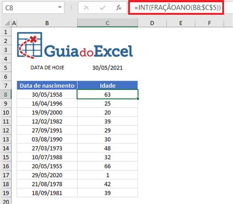 Como calcular a idade no Excel usando fórmulas Guia do Excel