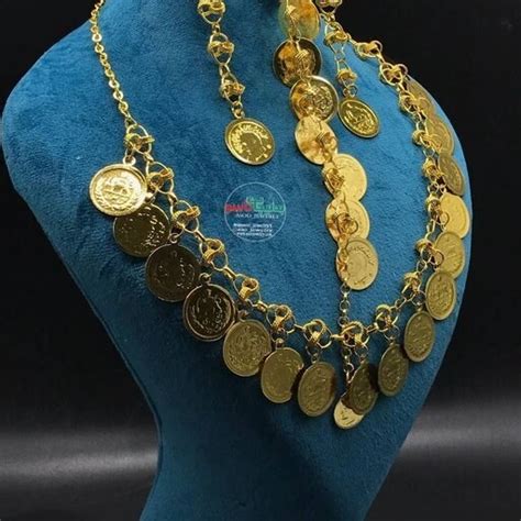 خرید و قیمت ست گردنبند و گوشواره و دستبند سکه ای رنگ ثابت ارسال رایگان