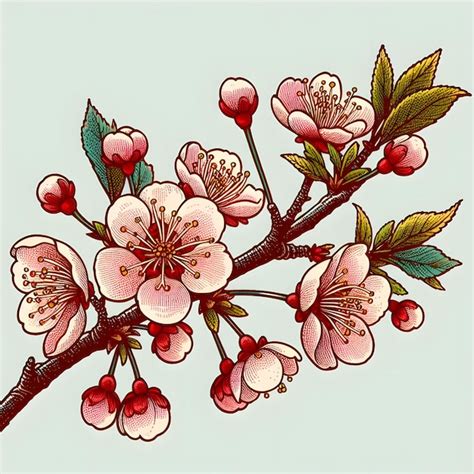 Premium Photo Hand Draw Japanese Colorful Illustration Of Cherry Petals