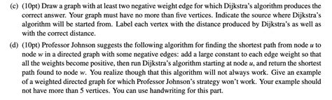 Solved A Pt Suppose Dijkstra S Algorithm Runs On The Chegg