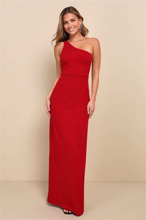 Red One Shoulder Dress Red Maxi Dress Backless Maxi Dress Lulus
