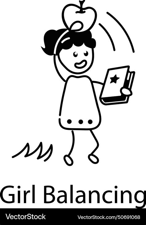 Girl Balancing Royalty Free Vector Image Vectorstock