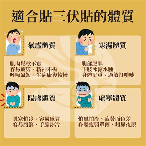 想改善體質遠離疾病看看你是否屬於以下體質適合三伏三九貼調理 氣虛體質肌肉鬆軟無力易疲勞精神不振呼吸氣短康復較慢 寒濕體質