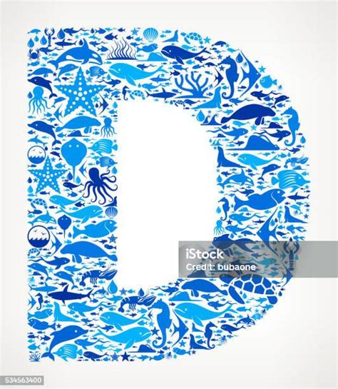 알파벳 D 바다 해양 생물 블루 아이콘 패턴 바다사자에 대한 스톡 벡터 아트 및 기타 이미지 바다사자 고래 곤색 Istock