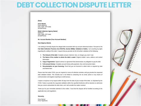 Debt Collection Dispute Letter Debt Validation Letter Debt Dispute