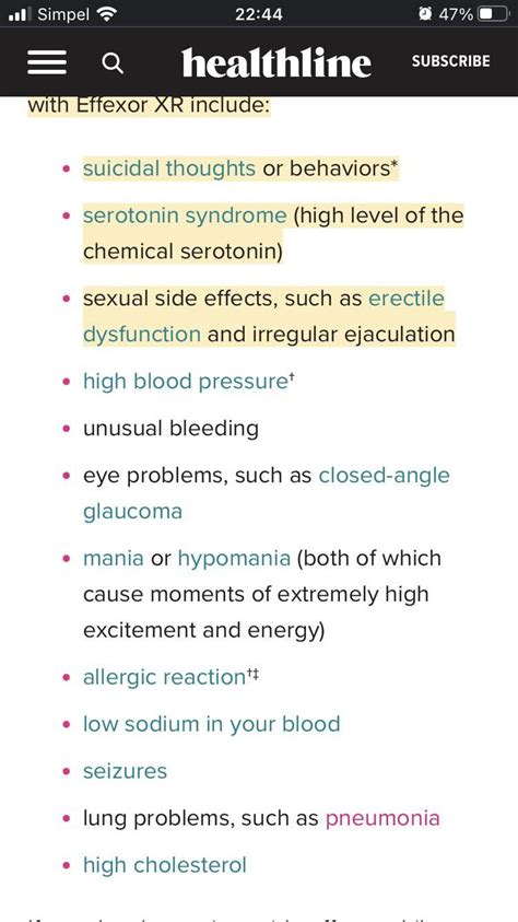 Effexor Side Effects R Effexor
