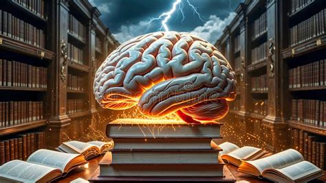 Realistic Anatomically Detailed Brain On Stack Of Books With Intricate