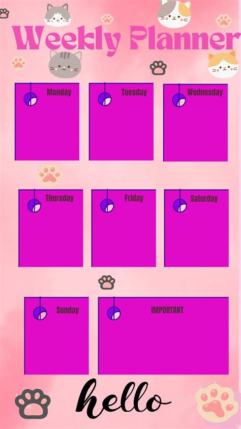 Weekly Planner Cat Etsy