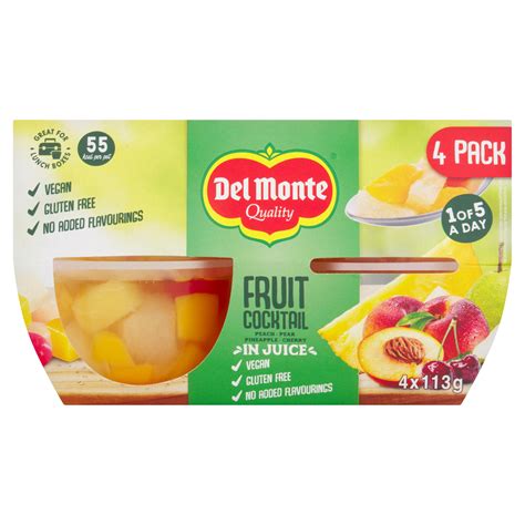 Del Monte Fruit Cocktail Peach Pear Pineapple Cherry In Juice 4 X
