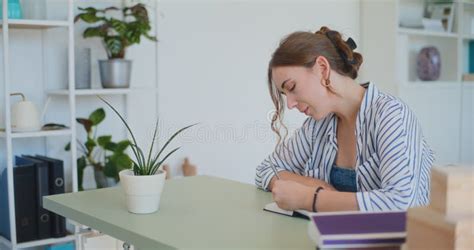 Reflective Female Student Working At Home Learning Stock Video Video