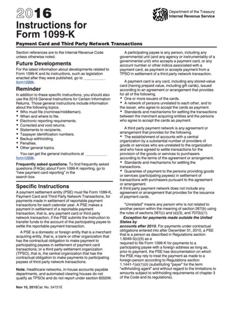 Instructions For Form 1099 K Payment Card And Third Party Network Transactions 2018