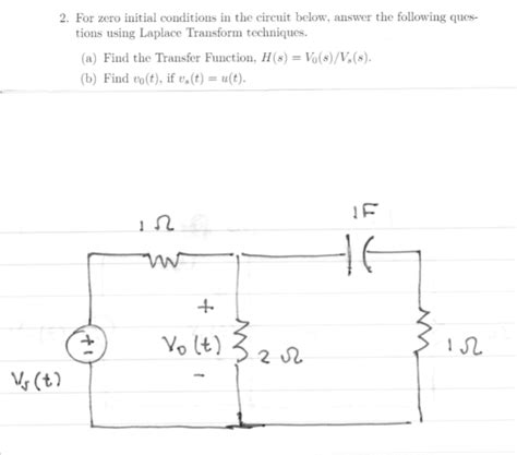 Solved 2 For Zero Initial Conditions In The Circuit Below