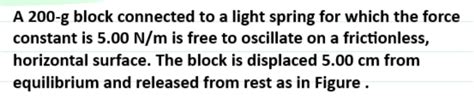 solved a 200 g ﻿block connected to a light spring for which