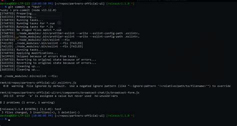 Lint Staged Showed Error Even Though The Lint Passed And Commit