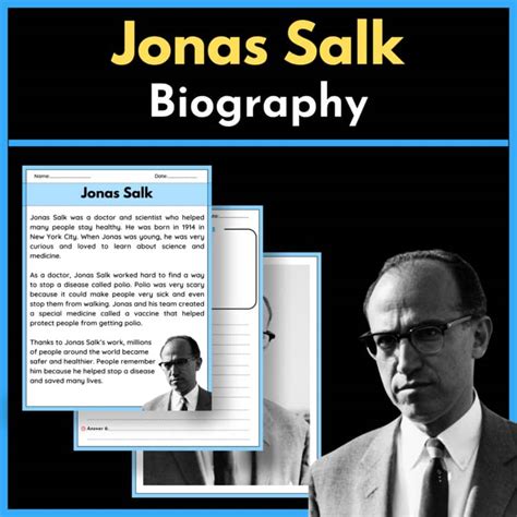 Jonas Salk Biography Reading Comprehension Activities By Carl Otto