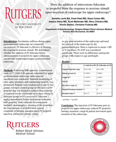 Pdf Does The Addition Of Intravenous Lidocaine To Propofol Blunt The Response To Noxious