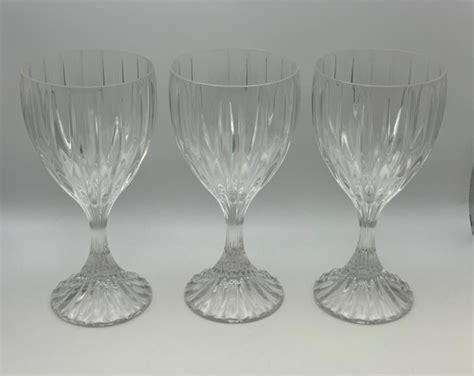 Set Of 3 Mikasa Crystal Park Lane Water Goblets Glasses Etsy