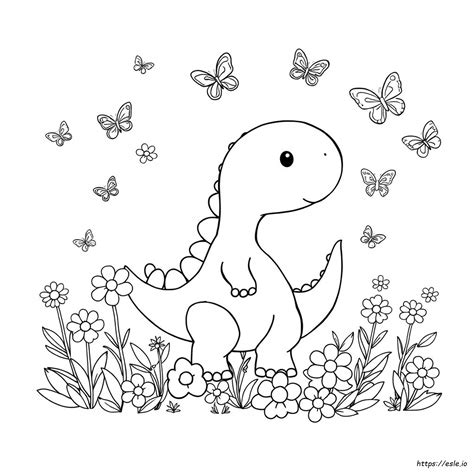 Dinosaurios Kawaii Para Colorear