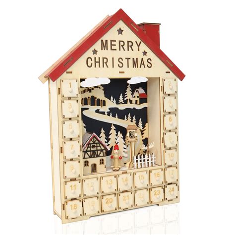 Buy Snowy Village Advent With Lights Fillable Advent With 24 Drawers