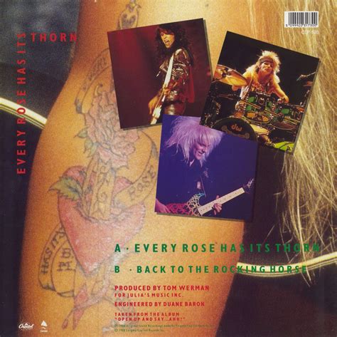 Poison Every Rose Has Its Thorn Back Insert Uk Shaped Picture Disc